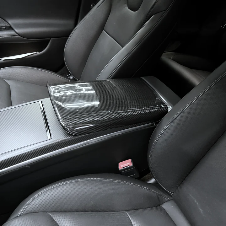[Real Carbon Fiber] Center Console Armrest Overlay for Model X/S 2021 ...