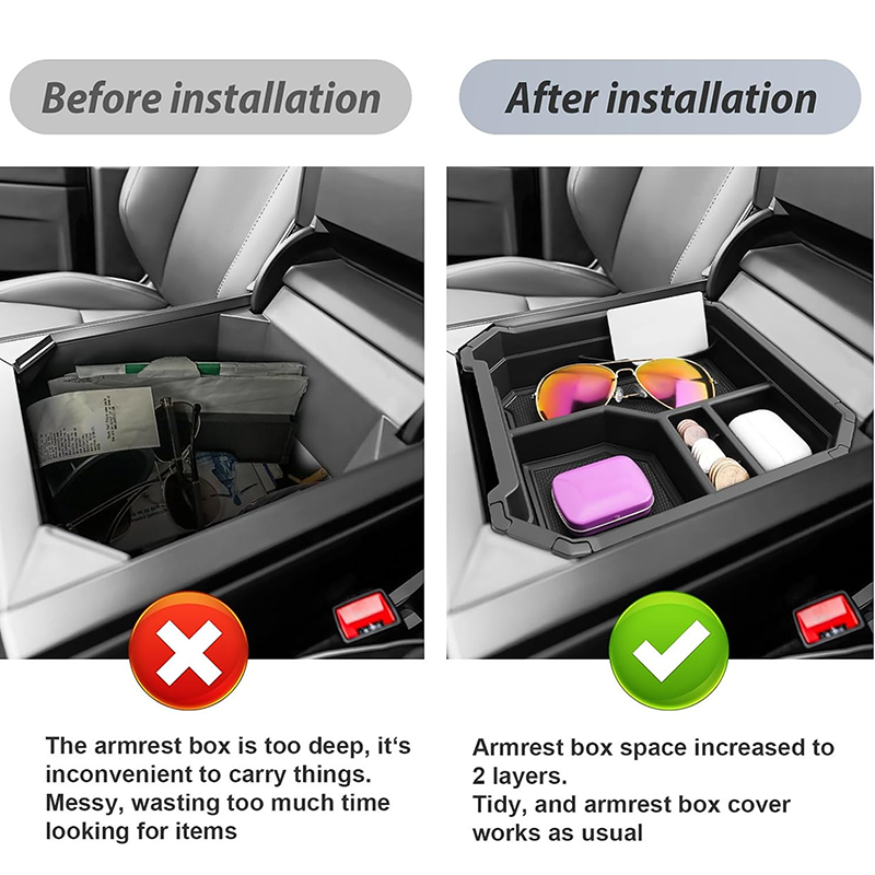 Double-layer Center Console Storage Tray for Cybertruck (2-pack ...