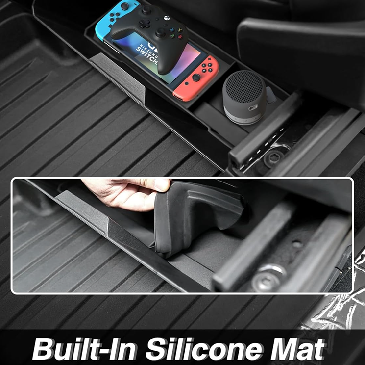 Front Under Seat Storage Box with Silicone Pad for Tesla Cybertruck ...