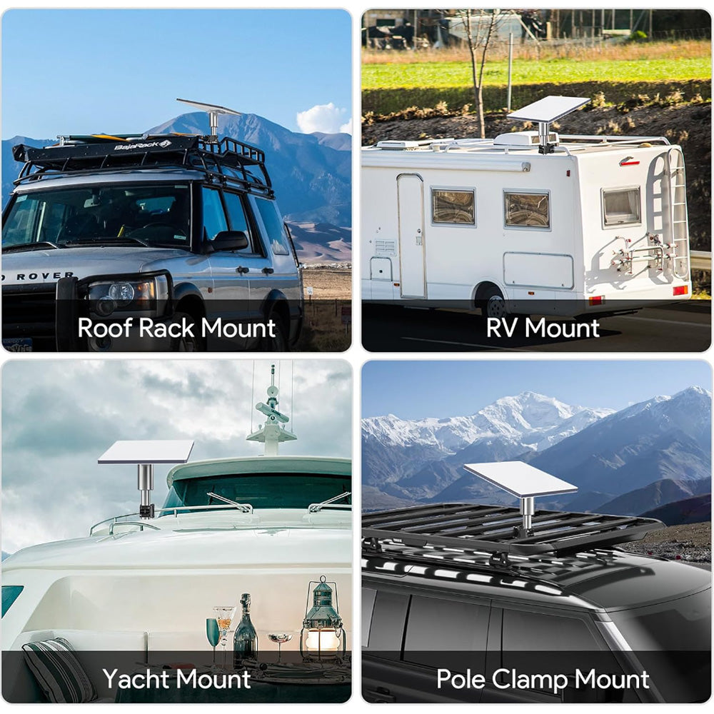 Round Tube Roof Rack Mount for Starlink Mini – Fits All Cars – TESLAUNCH