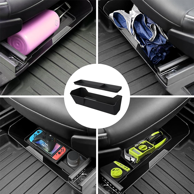 Front Under Seat Storage Box with Silicone Pad for Tesla Cybertruck ...