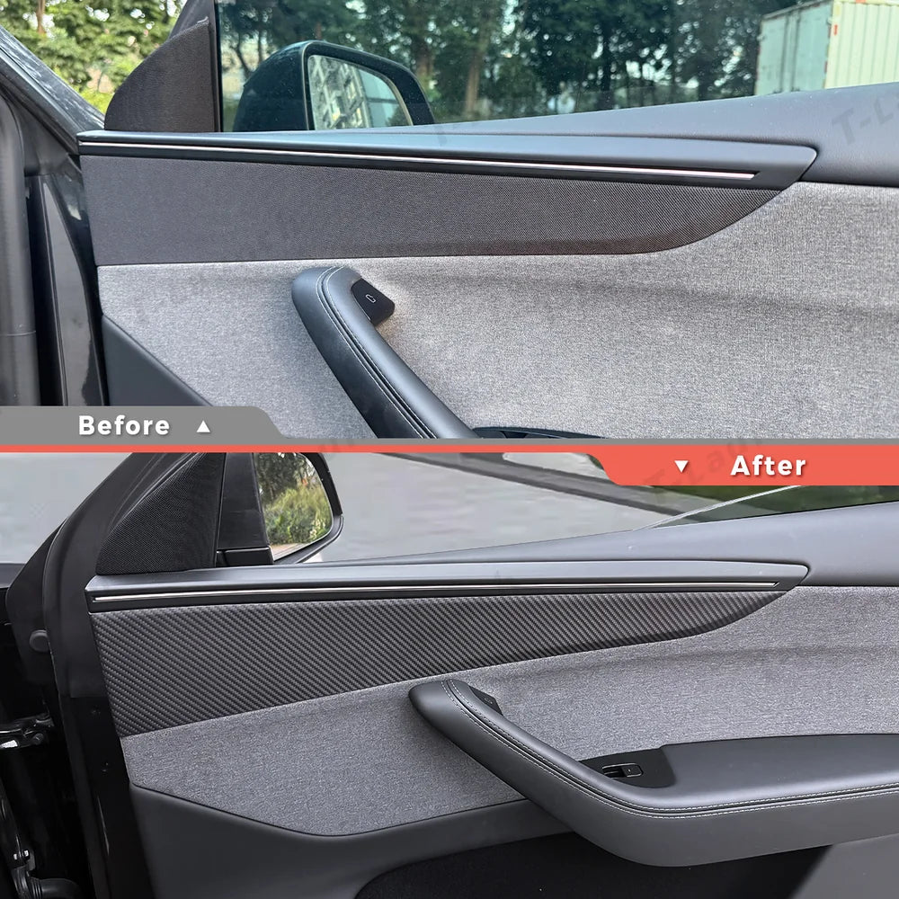 [Real Carbon Fiber] Interior Door Panel Trim Cover for Tesla Model Y ...