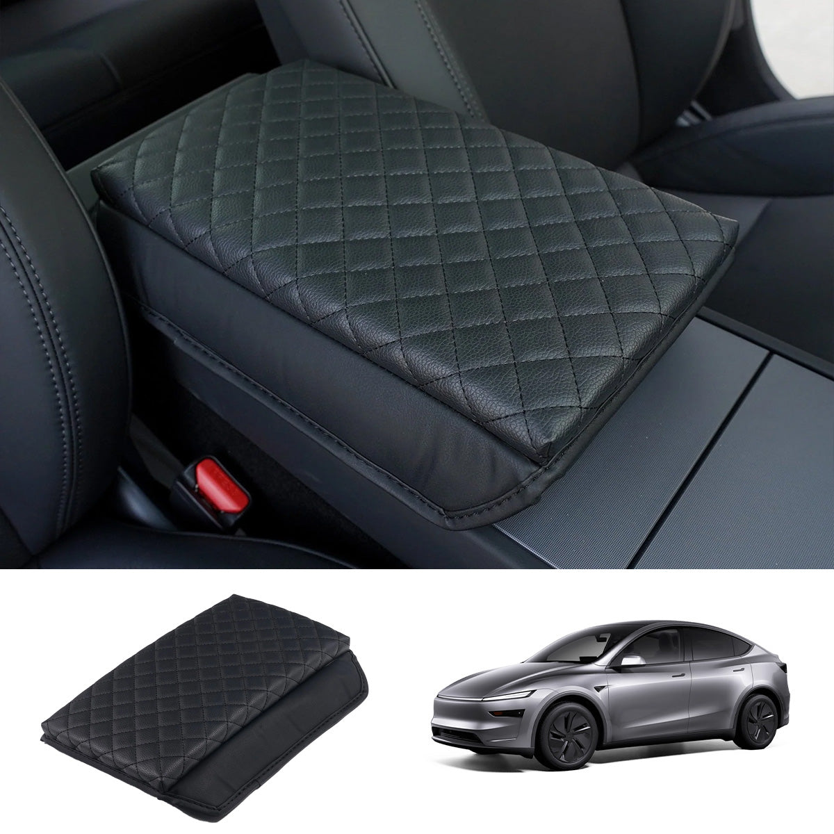 Leather Center Armrest Cover with Side Pockets for Tesla Model Y Junip – TESLAUNCH