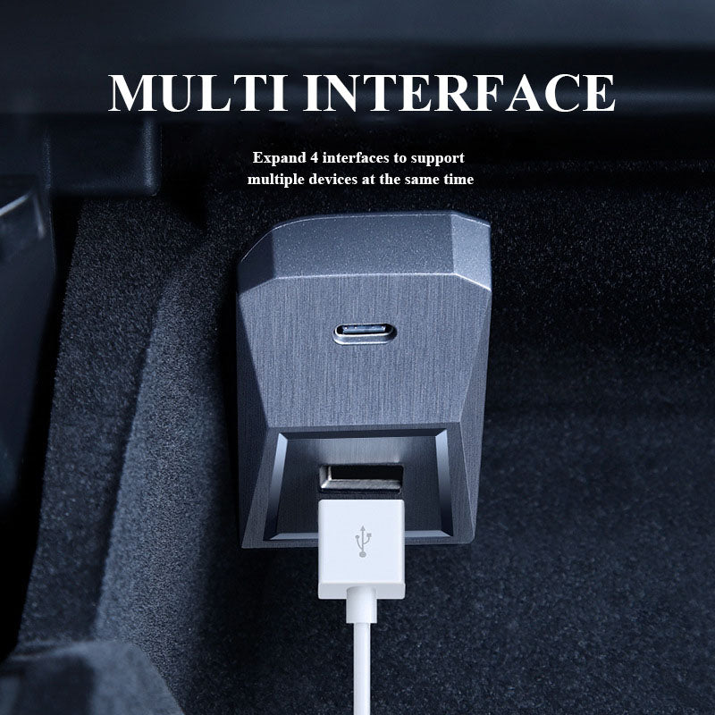 Tesla Model 3/Y Cybertruck Style Glove Box 4 in 1 USB Hub Docking Sta ...