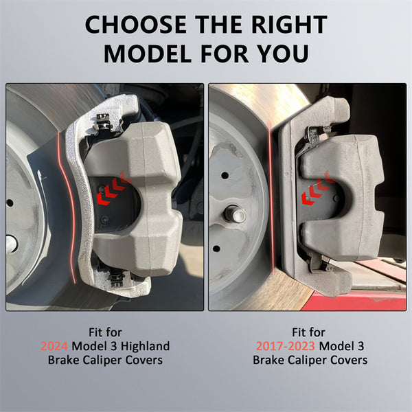 Tesla Model 3 Highland Brake Caliper Covers & Red Brake Caliper Covers ...